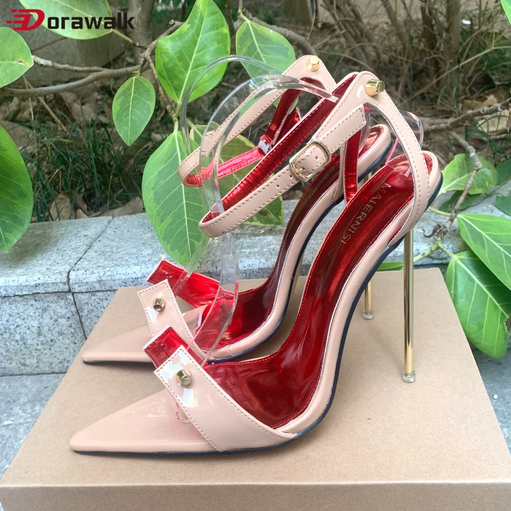 Women-Ankle-Strap-Metal-High-Heels-Sexy-Sandals-Stilettos-Pointy-Toe ...