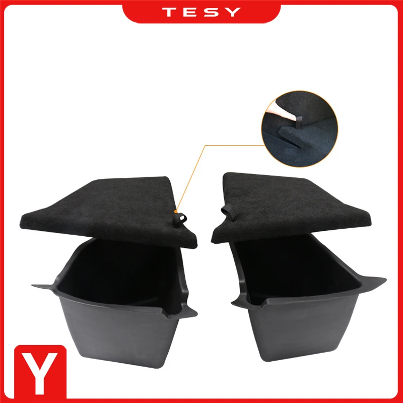 For-Tesla-Model-Y-Car-Trunk-Side-Storage-Box-TPE-Boot-With-Carpet-Lids ...