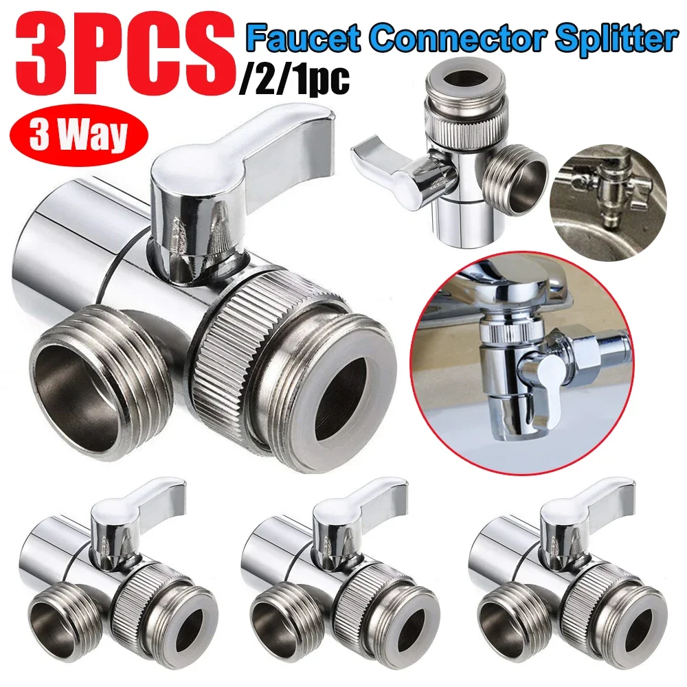 1-3PCS-Sink-Splitter-Diverter-Valve-3-Way-Faucet-Connector-Splitter ...