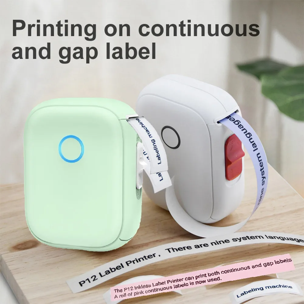 Mini-Label-Printer-P12-Inkless-Portable-Thermal-Printer-Auto-Cutting ...