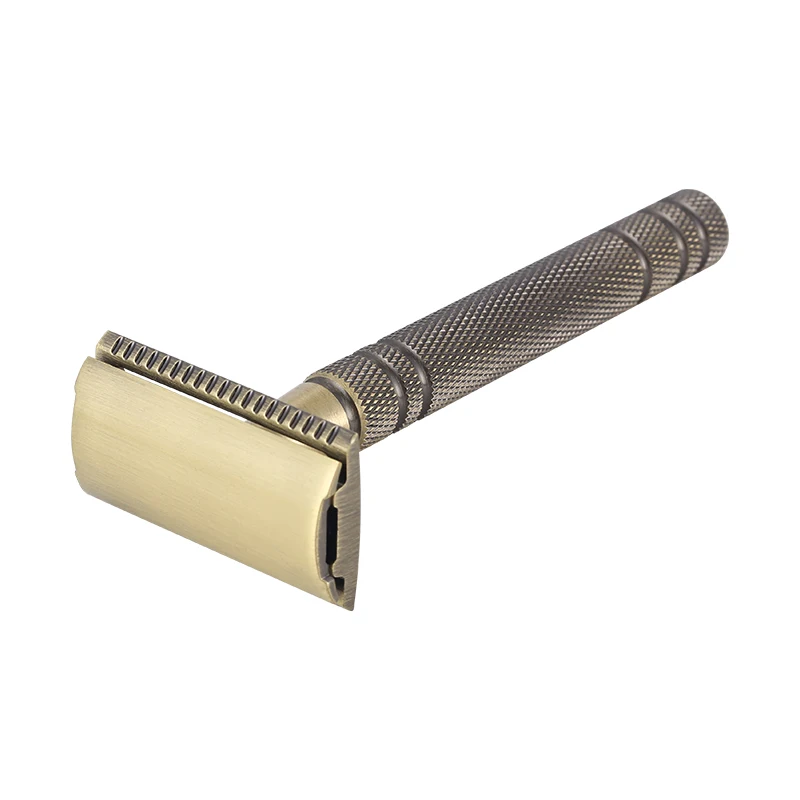 Mens-Classic-Double-sided-Manual-Razor-Long-Brass-Handle-3-piece-Safety ...
