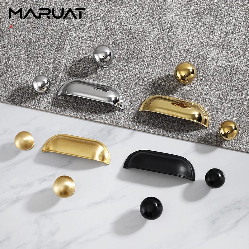 Solid-Brass-Handles-Shell-Like-Cupboard-Drawer-Knobs-Gold-Wardrobe-Door ...