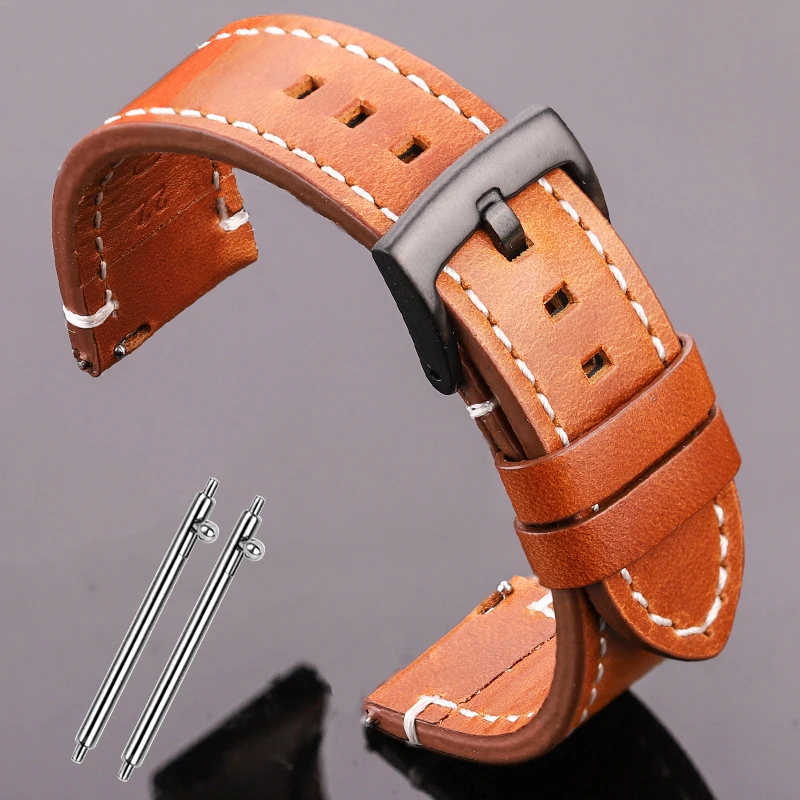 Vintage Genuine Leather Watchbands 7 Colors Belt 18mm 20mm 22mm 24mm ...