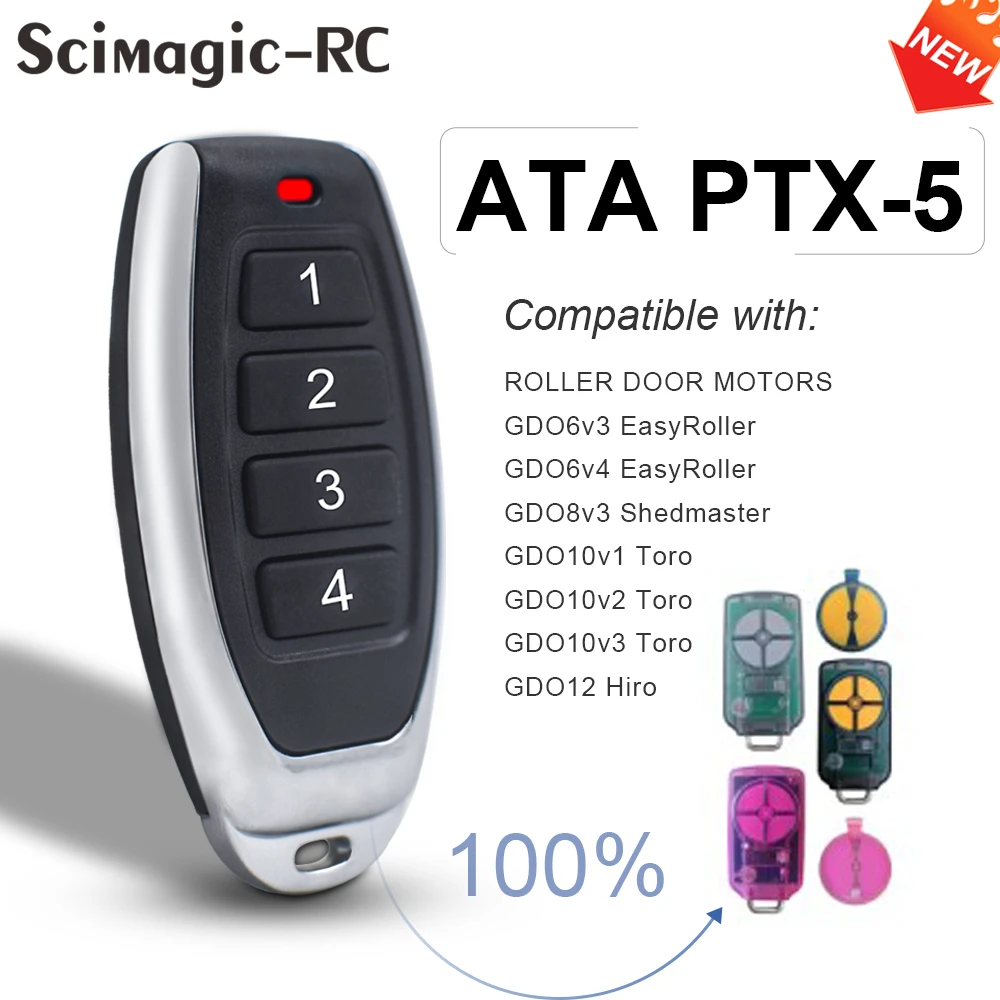 Compatible ATA PTX 5 TrioCode Garage Door Remote PTX 5v1 PTX 5v2 GDO 6v3/6v4/7v2/7v3/8v3/9v2/9v3 ...