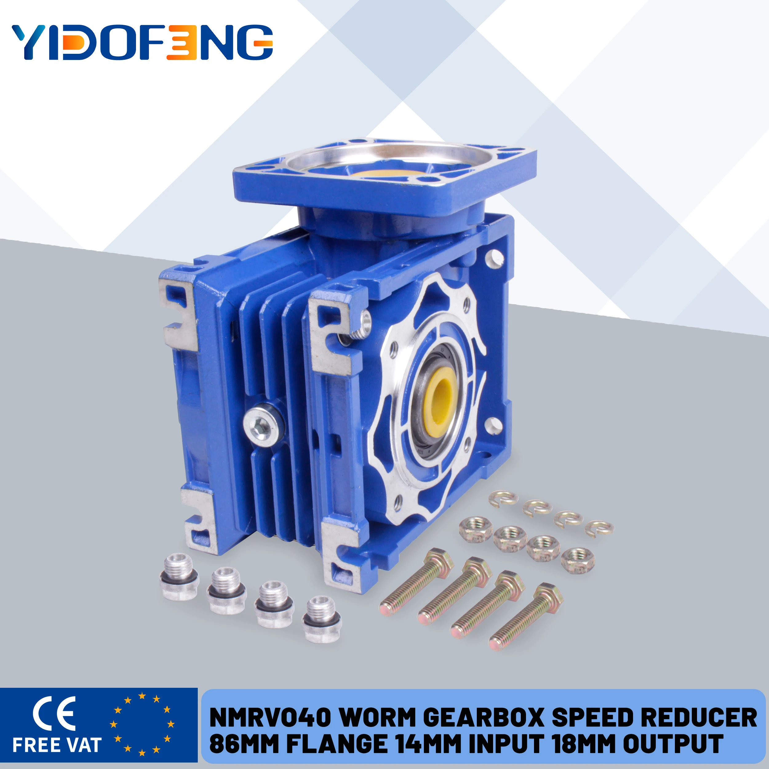 NMRV040 Worm Gearbox Reducer High Torque 14mm Output Ratio 5:1 to 100:1 ...