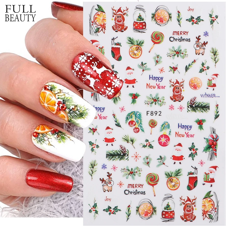 Tangerines Stickers 3D Christmas Nail Snowflake Rosin Cartoon Slider ...