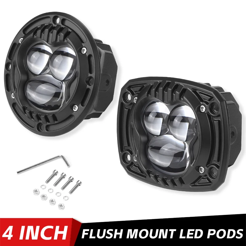 12V 24V Led Bumper 4inch Headlight Flush Mount Work Lamp Square Round ...