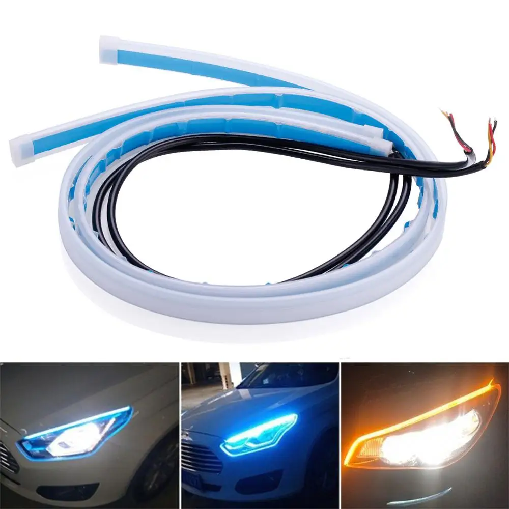 2-pcs-DRL-LED-Strip-Turn-Signal-Light-Yellow-Bright-Flexible-Turn ...