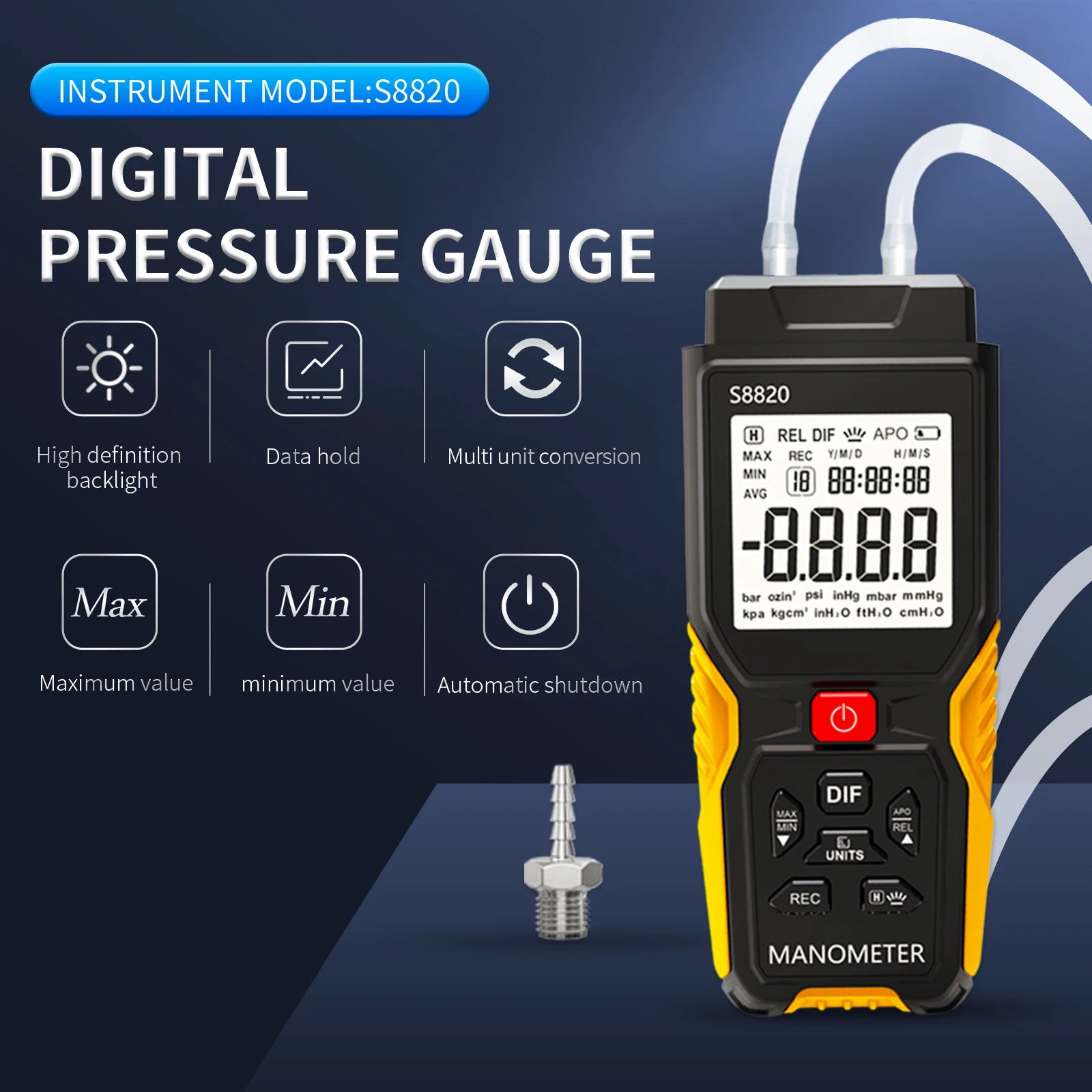 Digital-Manometer-36-8Kpa-Air-Pressure-Meter-Differential-Pressure ...