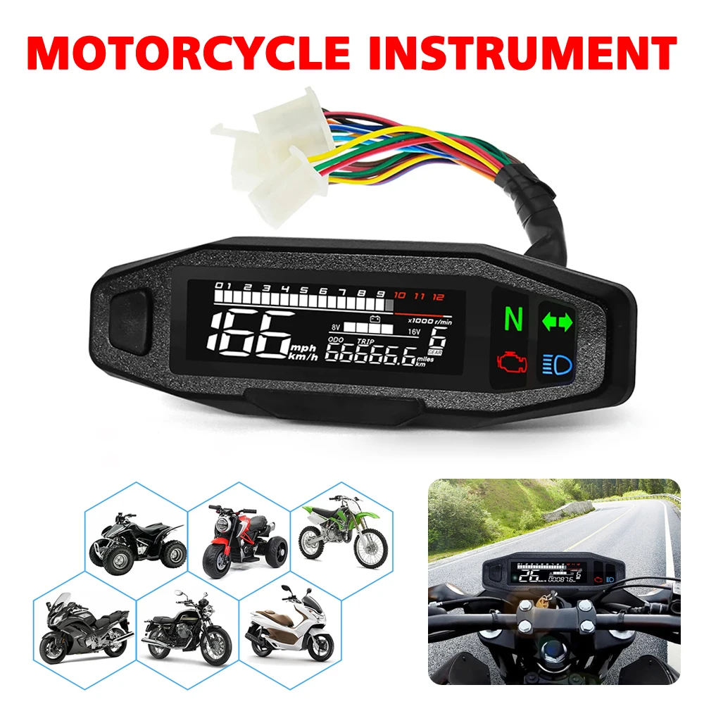 Motorcycle-Speedometer-Moto-Dashboard-Oil-Gauge-Tachometer-Universal ...