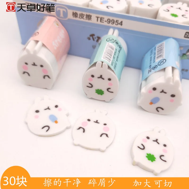 Eraser students use cute rabbit shaped erasers to slice and wipe ...