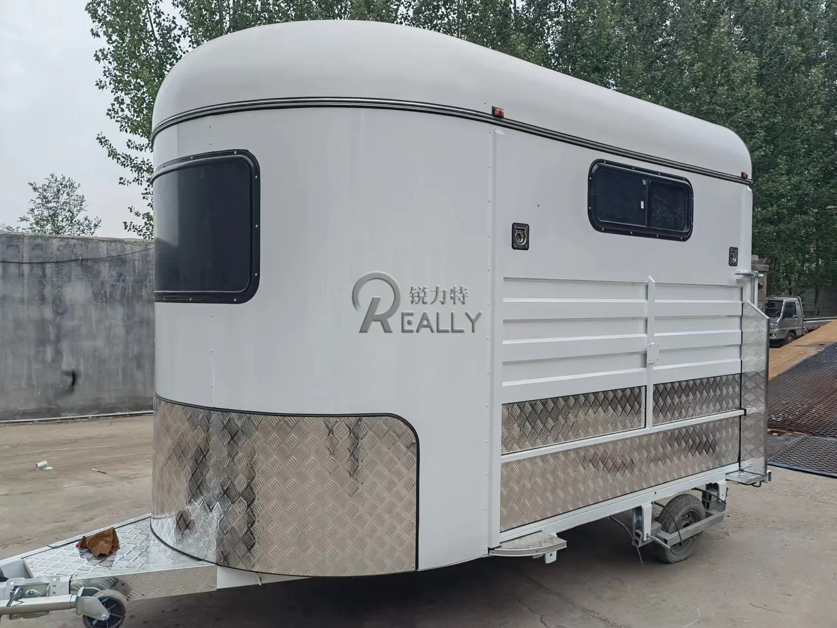 Customized Horse Transport 2 Horse Angle Load Trailer with Living ...