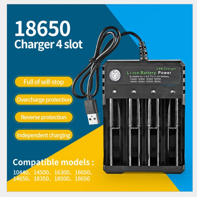 4-Slots-18650-USB-Charger-Independent-Charging-4-2V-Li-ion-Battery ...
