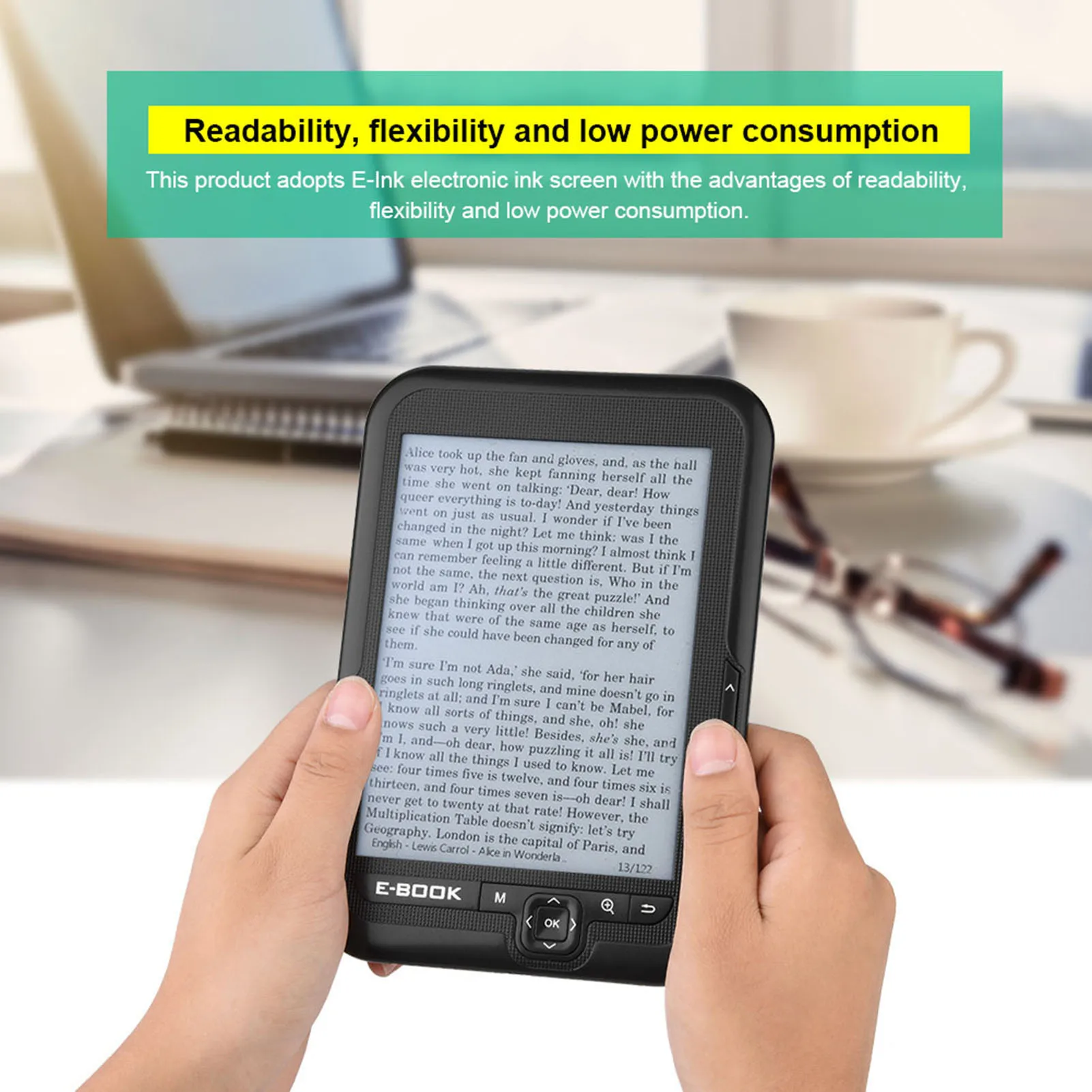 E-Book-Reader-com-capa-azul-leitor-de-ebook-600x800-Resolu-o-Display ...