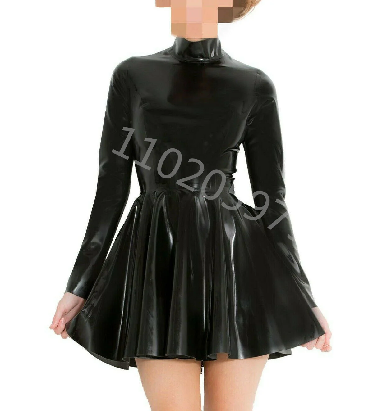 100-Latex-Gummi-Rubber-Dress-Latex-Rubber-long-sleeves-one-piece-women ...