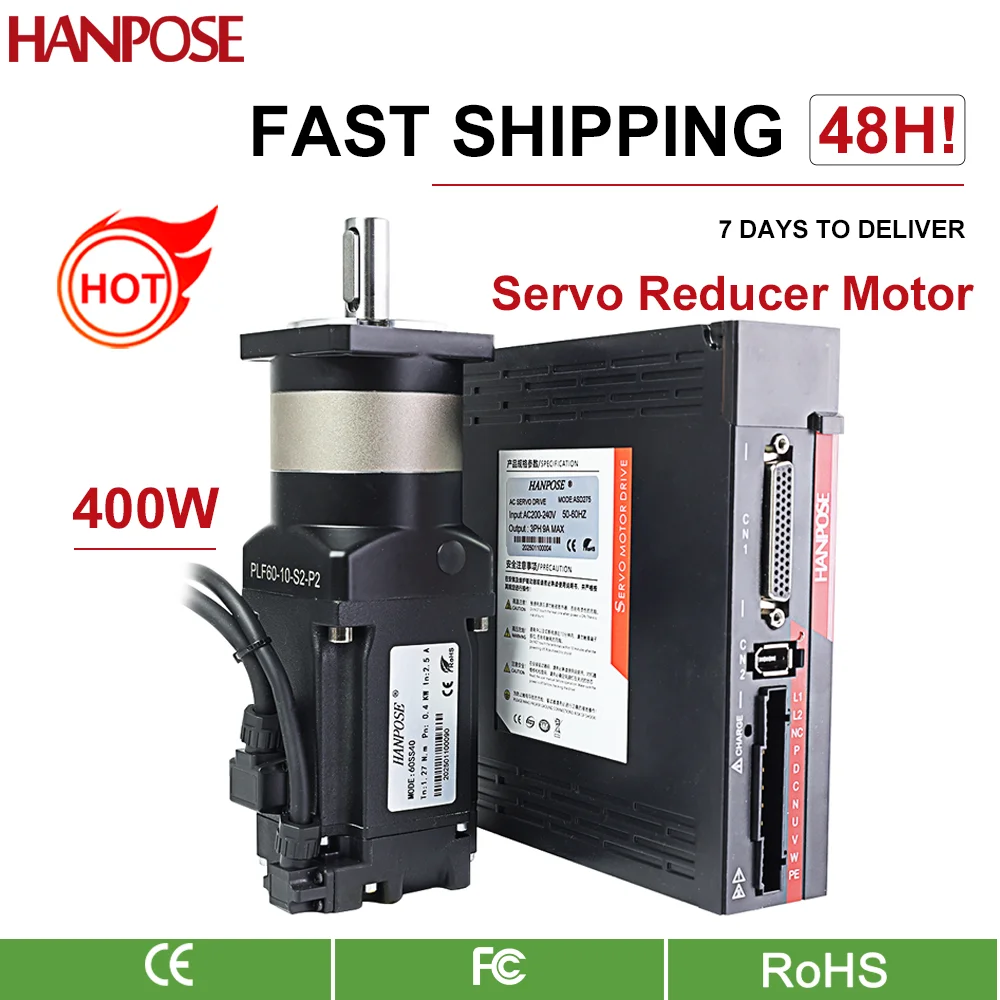 HANPOSE ac servo motor with drive kit 220V 2.5A 1.3N.m 60SS40-HG10-1 High precision planetary ...