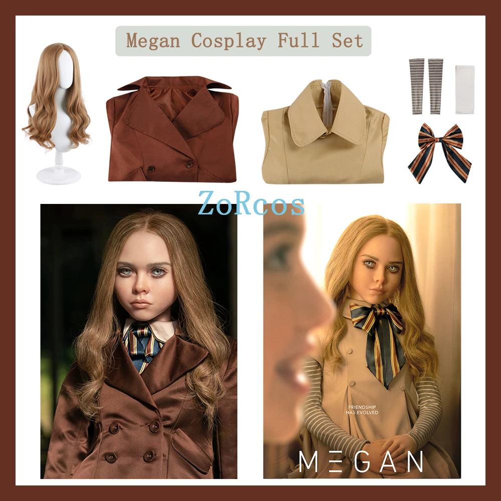 M3GAN Cosplay Costume Wig Megan Dress AI Doll Robots Dress Top Socks ...