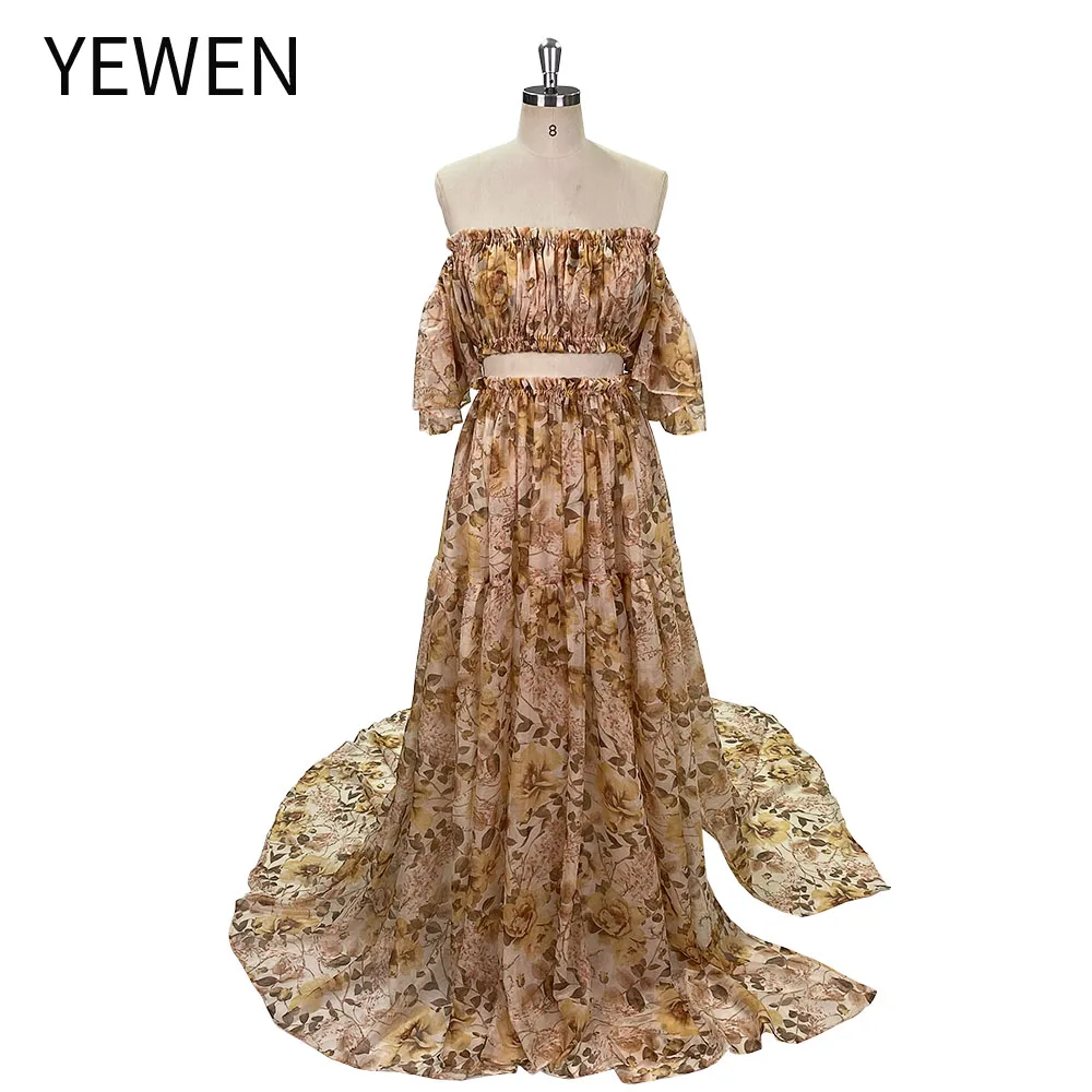 Chiffon-Print-Two-Pieces-Set-Dress-for-Photo-Shoot-Woman-Maxi-Dress ...