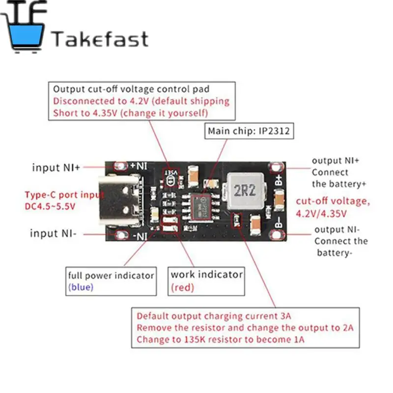 Type-C USB Input High Current 3A Polymer Ternary Lithium Battery Quick ...