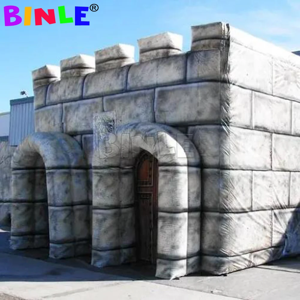New design printed square inflatable castle tent with marble tiles ...
