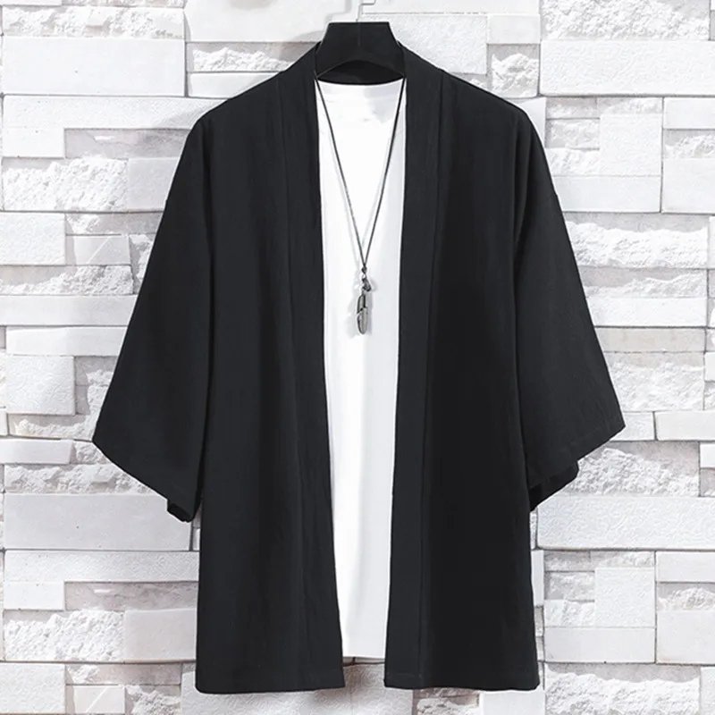 Men-s-Kimono-Cardigan-Japanese-Jackets-Casual-Cotton-3-4-Sleeve-Shirt ...