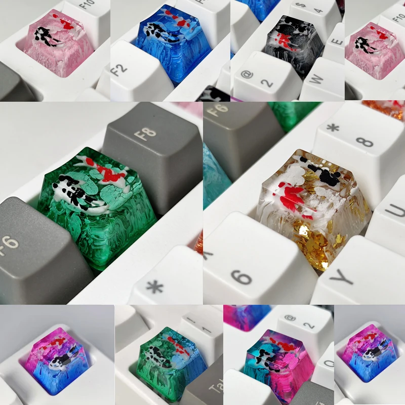 Handmade-keycaps-custom-resin-koi-fish-keycaps-translucent-1U-cherry-Mx ...