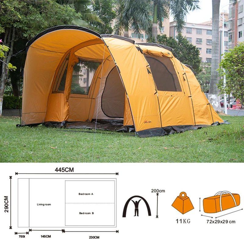 European style Outdoor Multi person Camping Tunnel Tent Hanging Inner Professional 5 8People ...