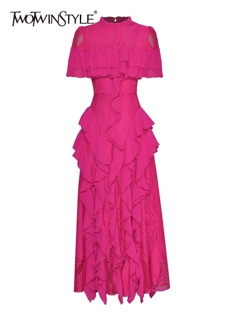 TWOTWINSTYLE-Folds-Loose-Temperament-Dresses-For-Women-Stand-Collar ...