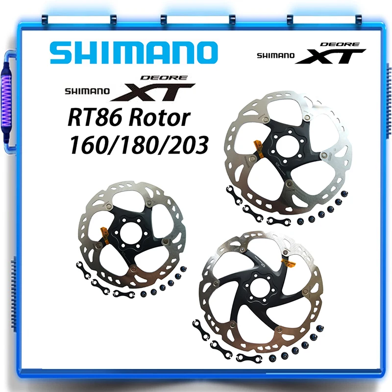SHIMANO RT86 로터 DEORE XT SM-RT86 브레이크 로터, 느슨함 방지 조임 플레이트 포함, 더 나은 RT76 ...
