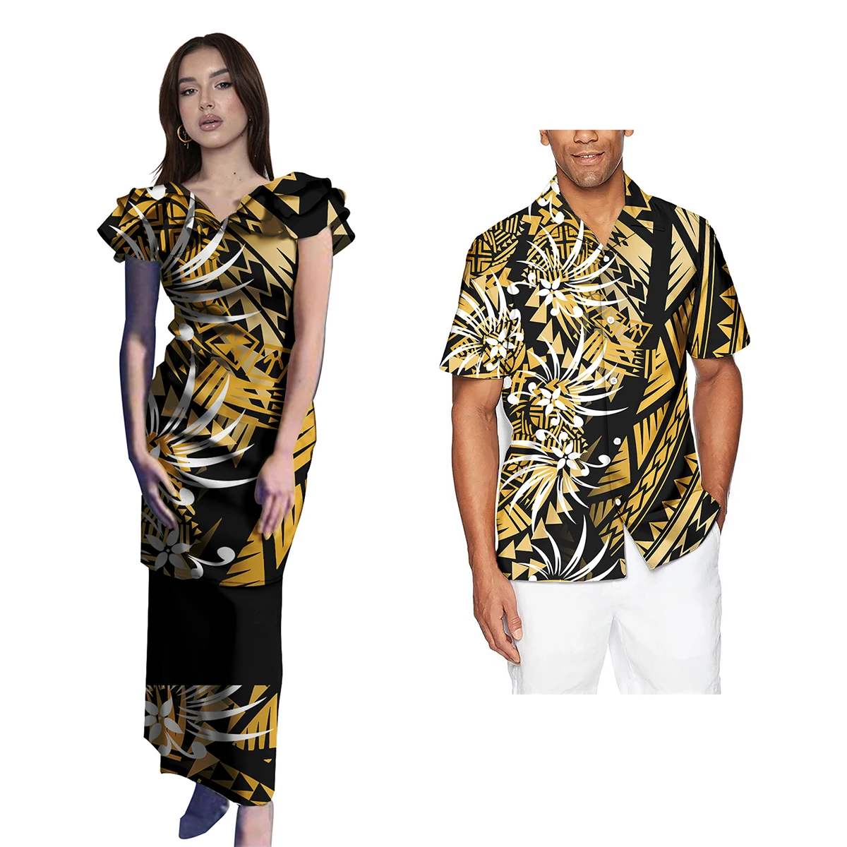 Polynesian-Hawaiian-Tropical-Style-Custom-Couple-Suit-Women-Puletasi ...