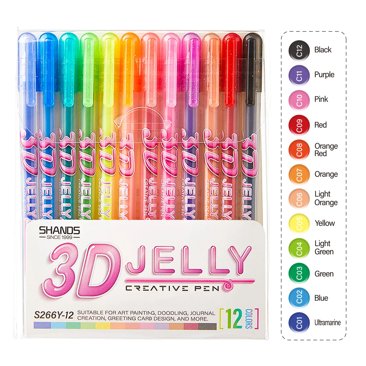 12-Pack 3D Macaron Color Jelly Pens, DIY Creative Hand-Drawn Colored ...
