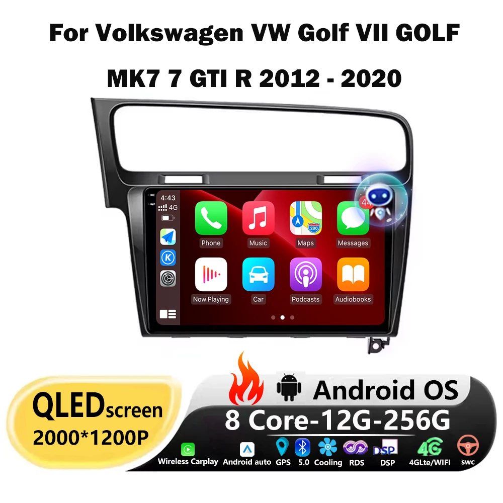10" For Volkswagen VW Golf VII GOLF MK7 7 GTI R 2012-2020 Android 16 ...