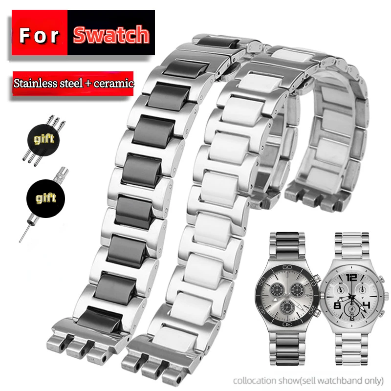 Correa-de-cer-mica-y-acero-inoxidable-para-Swatch-pulsera-con-cierre ...