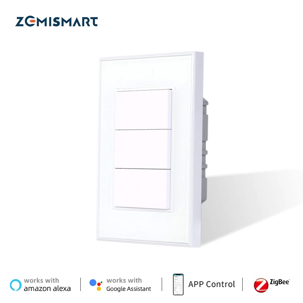 Zemismart Tuya Zigbee 3 Gangs Light Switch with Neutral Wall ...
