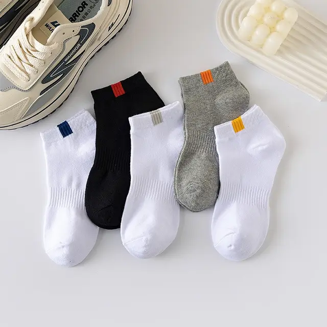 5 Pairs Fashionable Cloth Standard Boat Socks Spring And Summer Thin ...