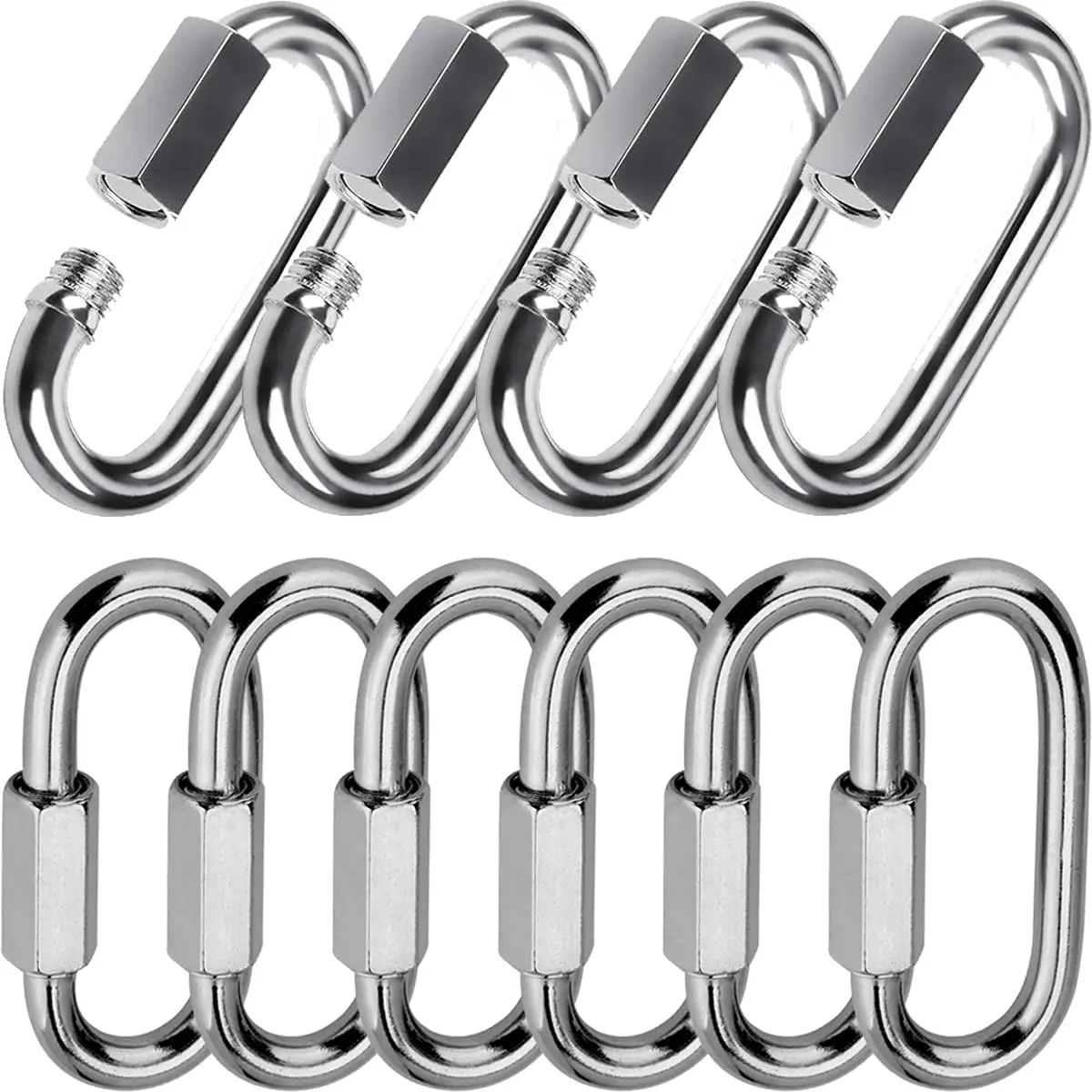 10pcs-Quick-Link-Ring-Stainless-Steel-Heavy-Duty-Carabiner-D-Lock ...