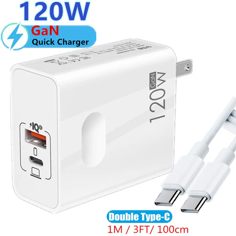 120w pd gan carregador de carregamento rápido usb 100w tipo c cabo para samsung xiaomi carga ...