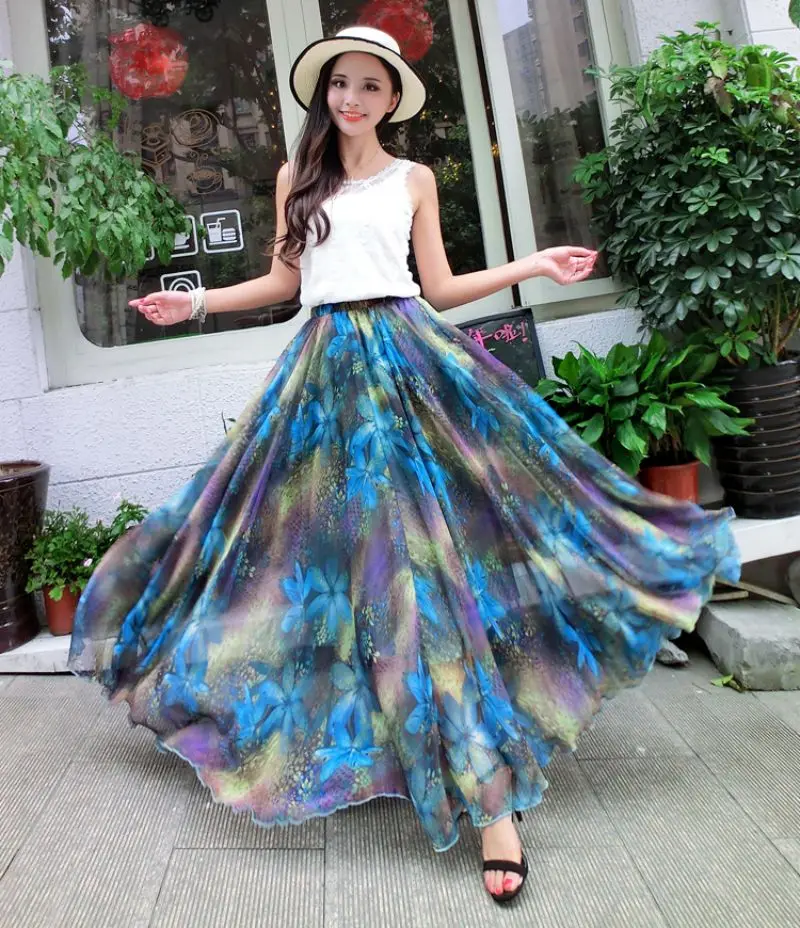2022-Summer-Oversize-3XL-Chiffon-Vintage-Floral-Print-Floor-Length ...