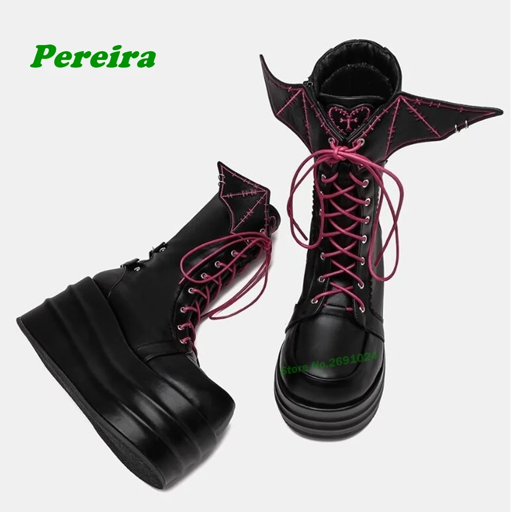 Retro-Spicy-Girls-Punk-Boots-Thick-Soled-Mid-Calf-Boots-Black-Platform ...