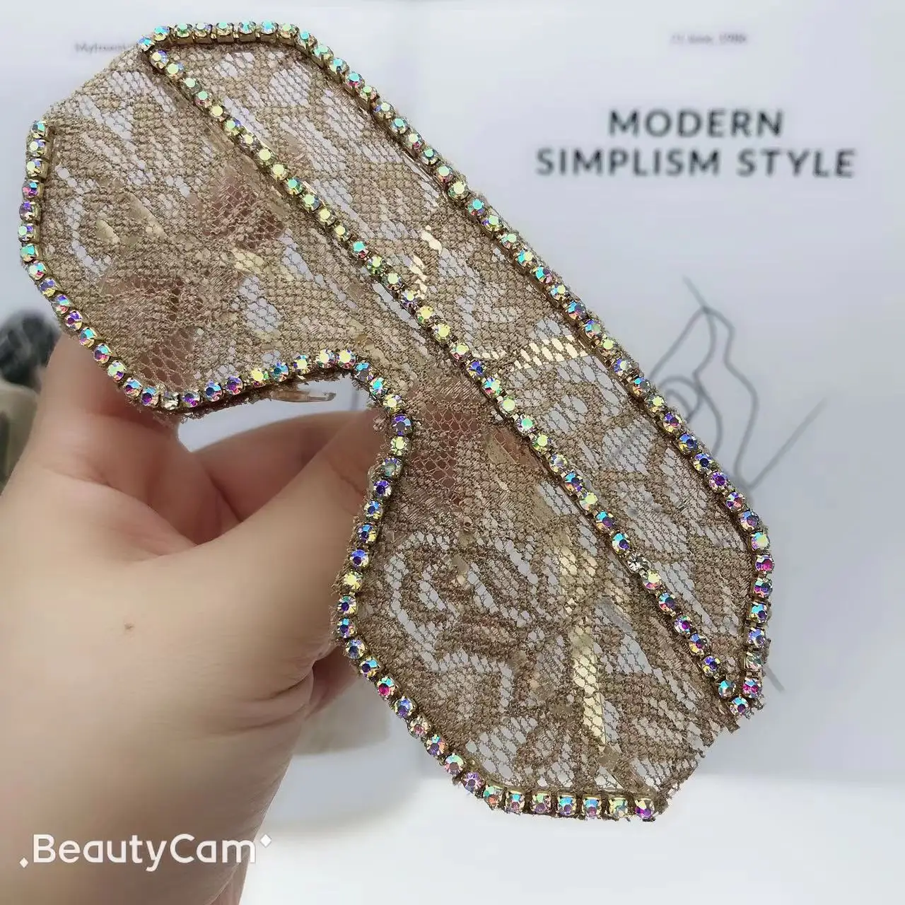 Lace Fashion Women Party Sunglasses DIY Handmade Diamond Oversized ...