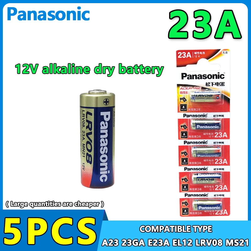 Panasonic-5PCS-12V-23A-A23-LRV08-Alkaline-Battery-For-Car-Remote ...