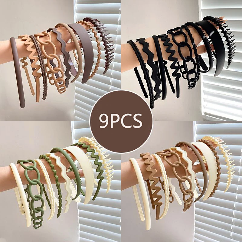 9PCS Headband For Hair Women Men Hair Bands Set Girls Non-slip Head ...