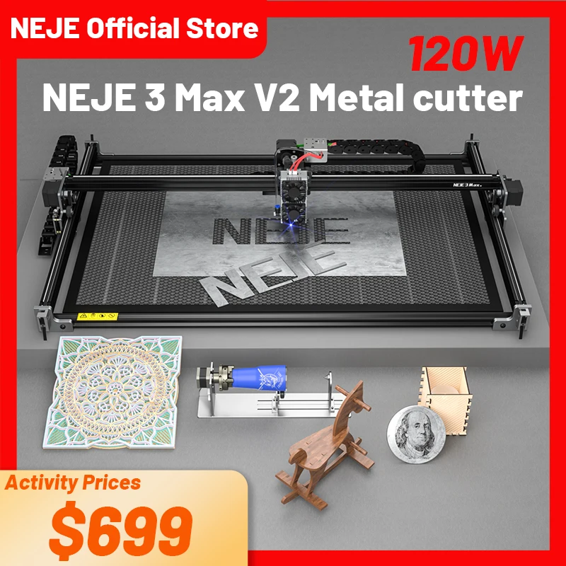 NEJE Max 3 V2 레이저 타각기, 강력한 E80 E40 레이저 조각기, 금속 조각, 3D 목재 CNC 라우터 절단 ...
