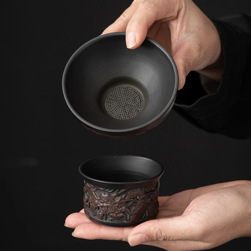 Purple Pottery Tea Strainer Tea Filter Ceramic Tea Hopper Dense Filter ...