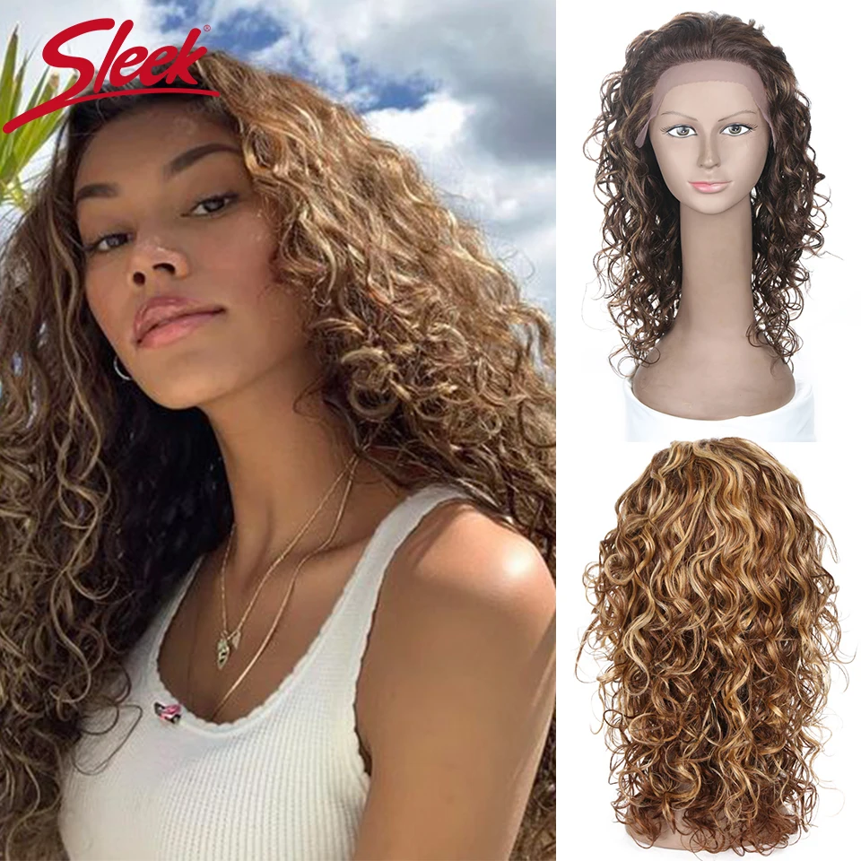 Sleek-peruca-feminina-de-cabelo-humano-curly-com-destaques-blonde ...