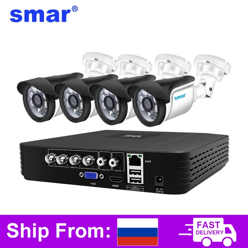 Smar 4ch Cctv Hdmi Dvr 4pcs 720p 1080p Ahd Camera Kit Outdoor ...