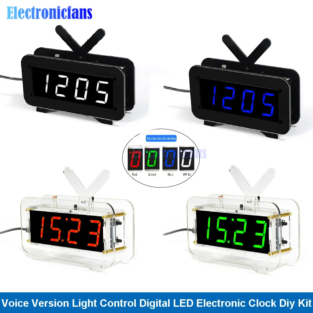 Diy-Kit-Digital-LED-Electronic-Clock-Voice-Version-51-Microcontroller ...