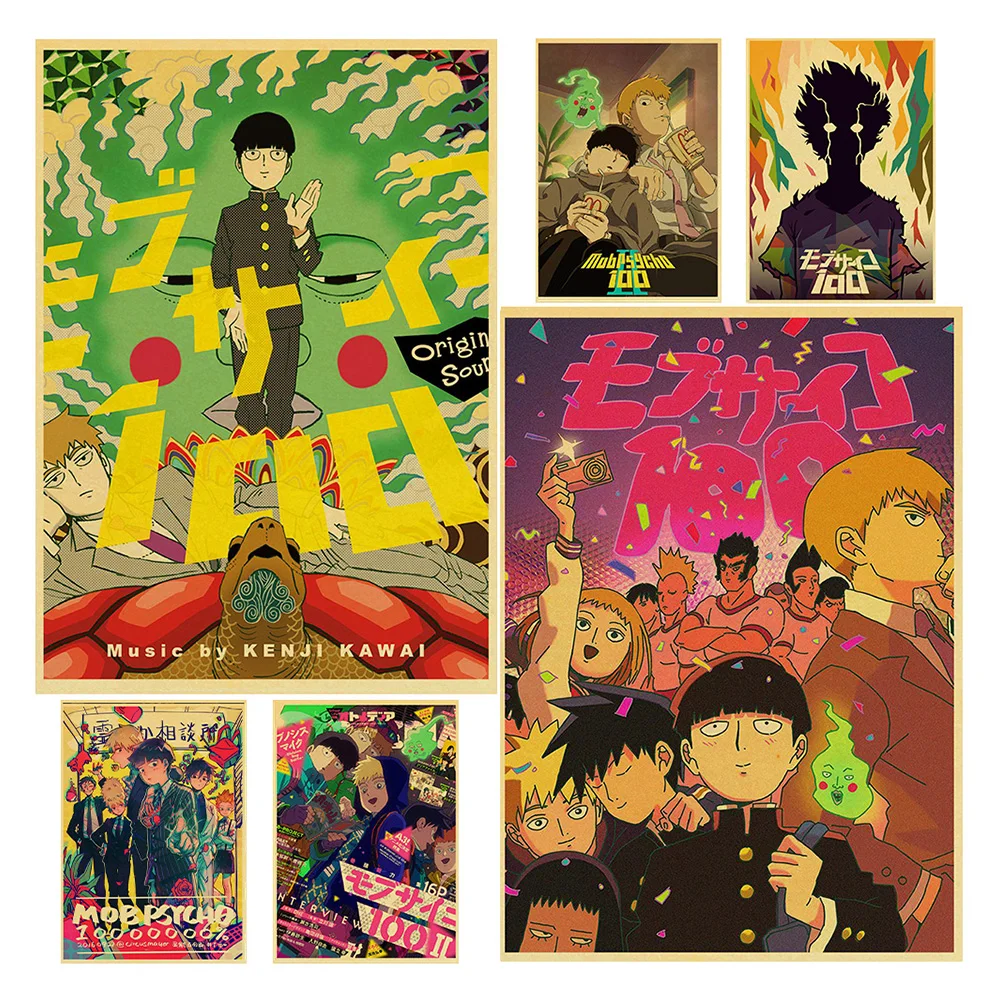 Hot-Anime-Mob-Psycho-100-Posters-Kraft-Paper-Mobu-Saiko-Hyaku-Vintage ...