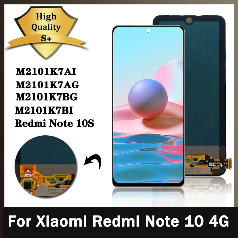 Super AMOLED For Xiaomi Redmi Note 10 M2101K7AI M2101K7AG LCD Display Touch Panel Screen ...