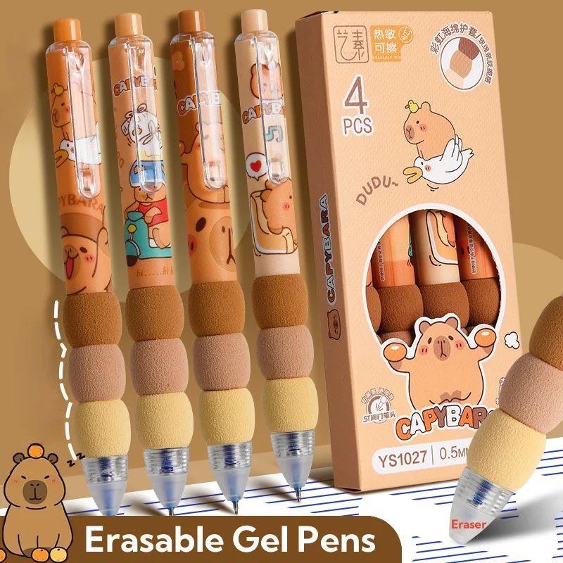 4Pcs-Cute-Cartoon-Capybara-Retractable-Erasable-Gel-Pens-Gradient-Grip ...
